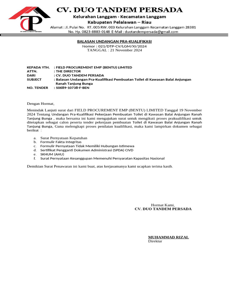 Balasan Undangan Pra | PDF