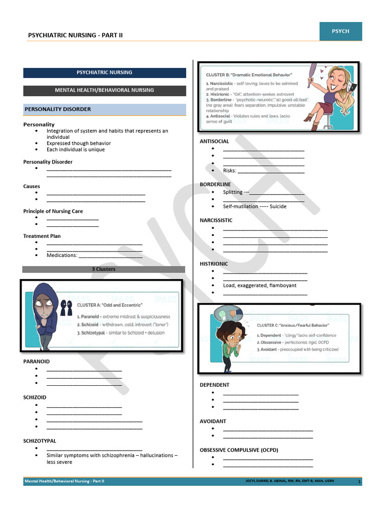 Psychiatric Nursing: Personality Disorders Overview | PDF | Mental ...