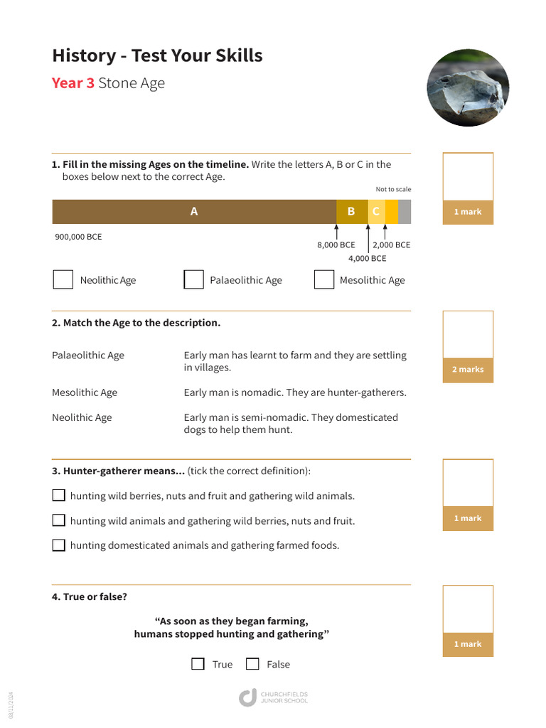 Year 3 Stone Age Skills Assessment | PDF | Stone Age | Paleolithic