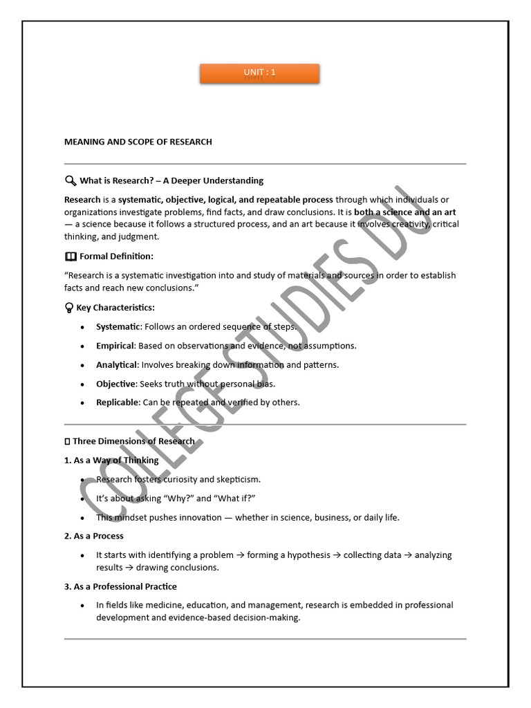 Business Research Unit 1 | PDF | Hypothesis | Statistics