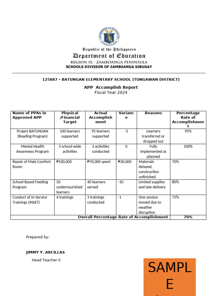 APP Accomplishment REport | PDF