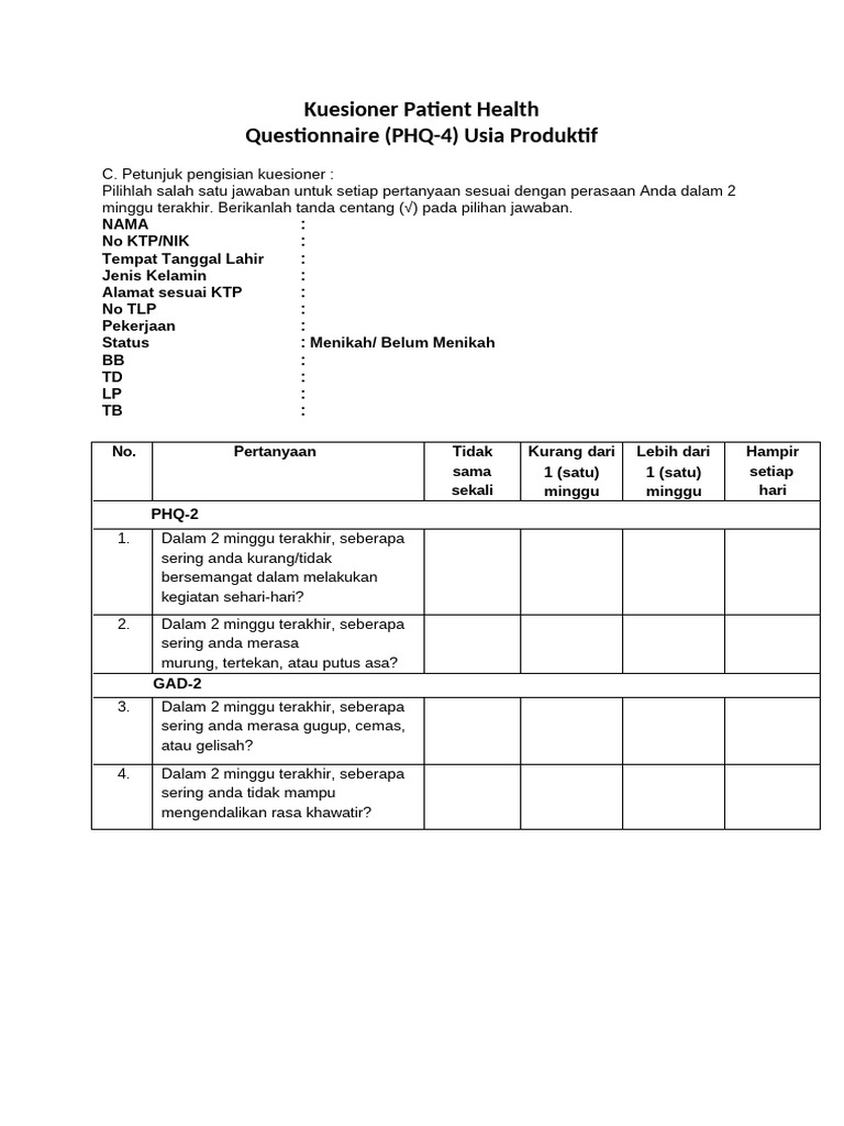 Instrumen Skrining Kesehatan JiwaTerbaru | PDF