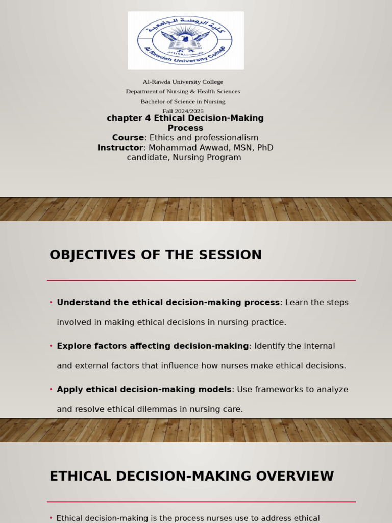 Chapter 4 - Ethical Decision-Making Process | PDF | Decision Making | Nursing