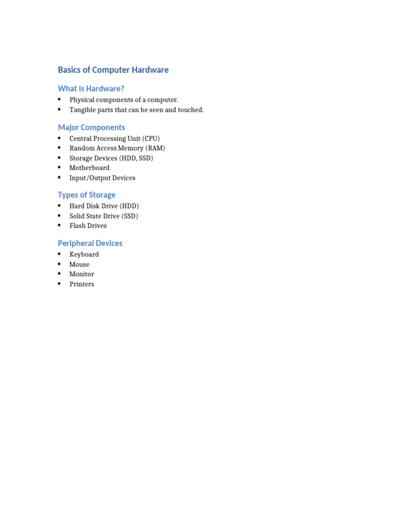 Computer Hardware Basics | PDF