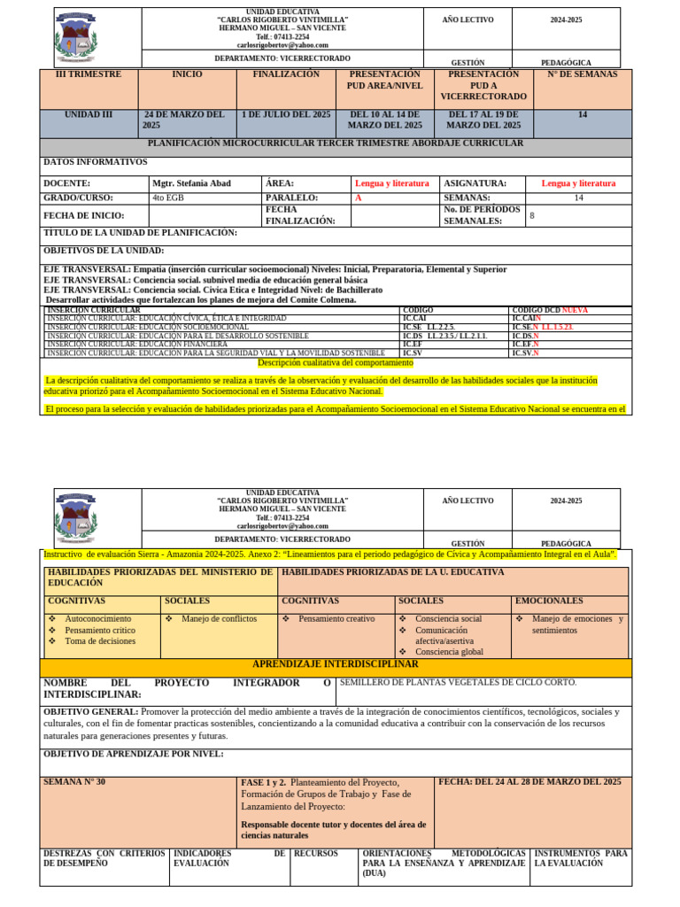 PLANIFICACIÓN 3er Tri Lengua | PDF | Evaluación | Enseñando
