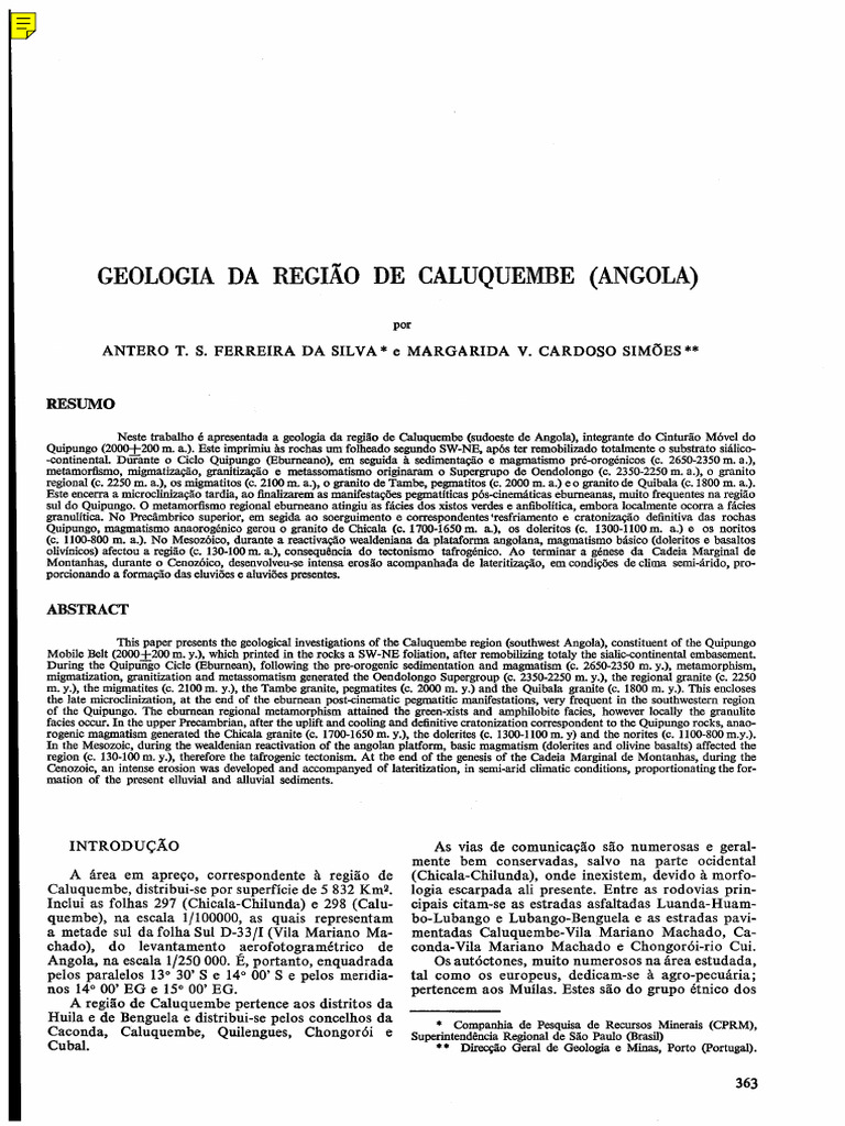 Geologia de Caluquembe, Angola | PDF | Bacia hidrográfica | Geociências