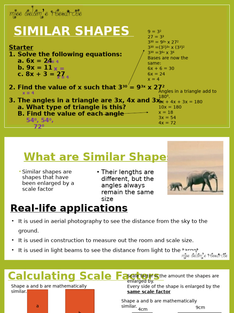 Similar Shapes Lesson | PDF | Volume | Triangle