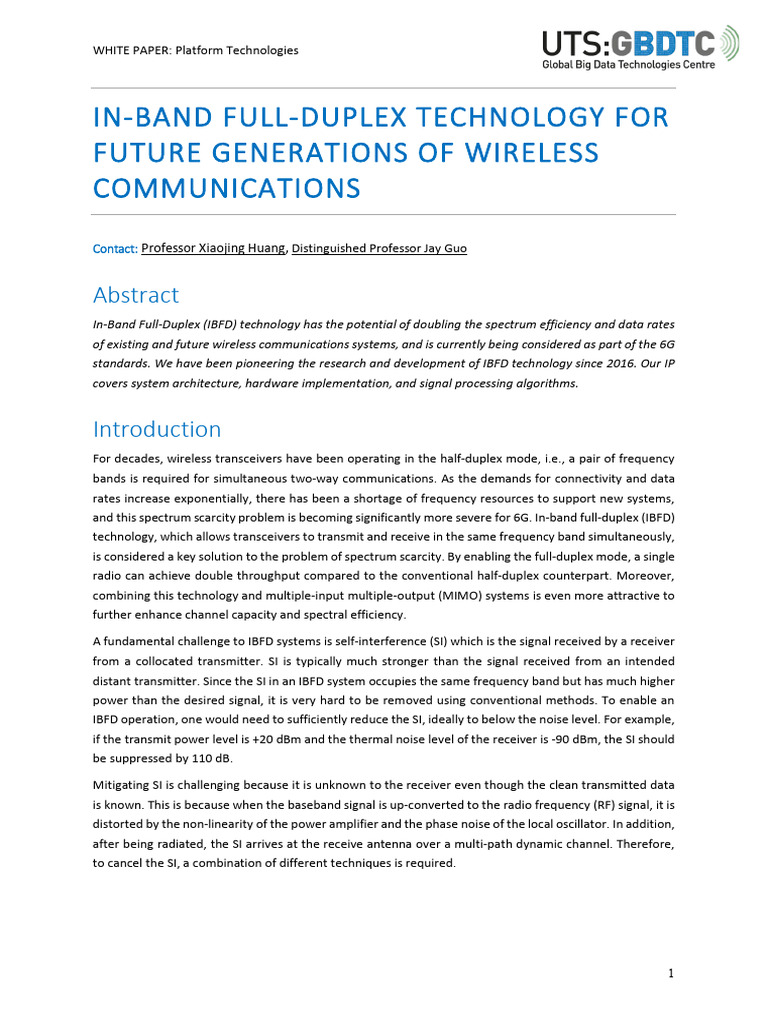 4-2021 - In-Band Full-Duplex Technology | PDF | Mimo | Duplex ...