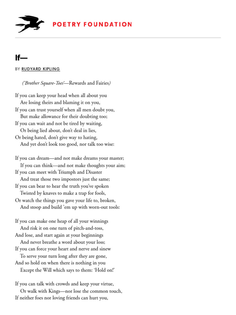 If— by Rudyard Kipling _ Poetry Foundation | PDF