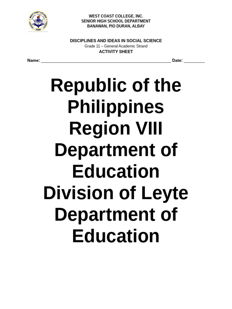 DISS Act Sheet | PDF | Cognitive Science | Science