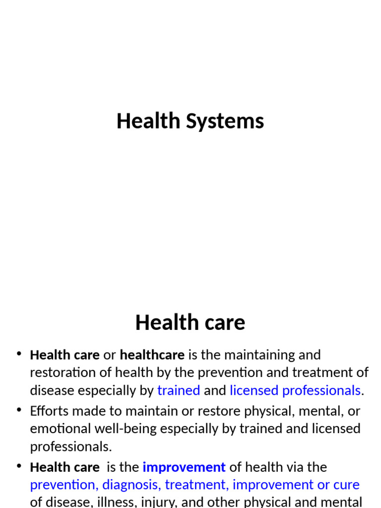 Health Systems | PDF | Health System | Health Care