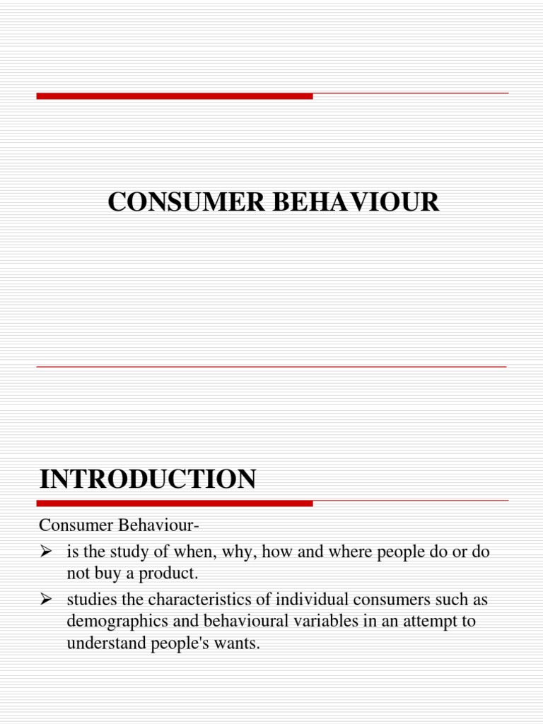 A Power Point Presentation On Consumer Behaviour | PDF | Consumer ...