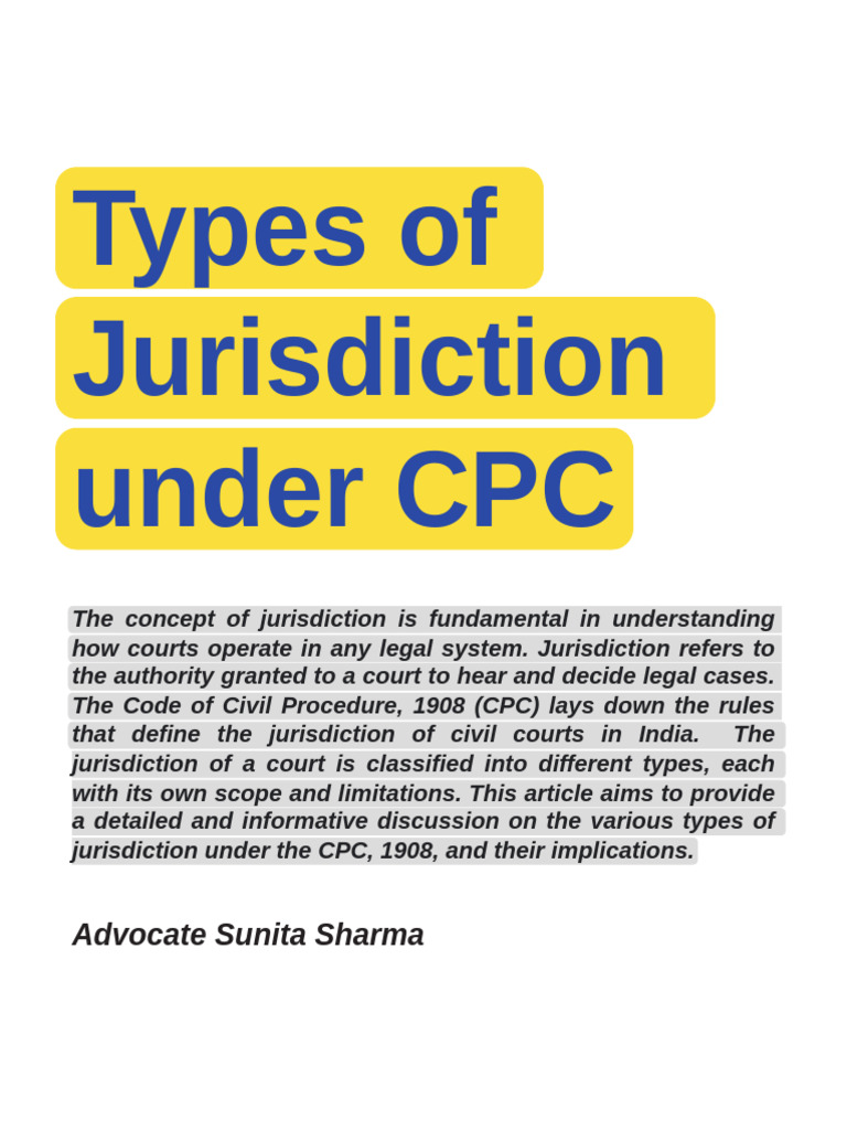 Types of Jurisdiction Under CPC | PDF | Jurisdiction | Equity (Law)