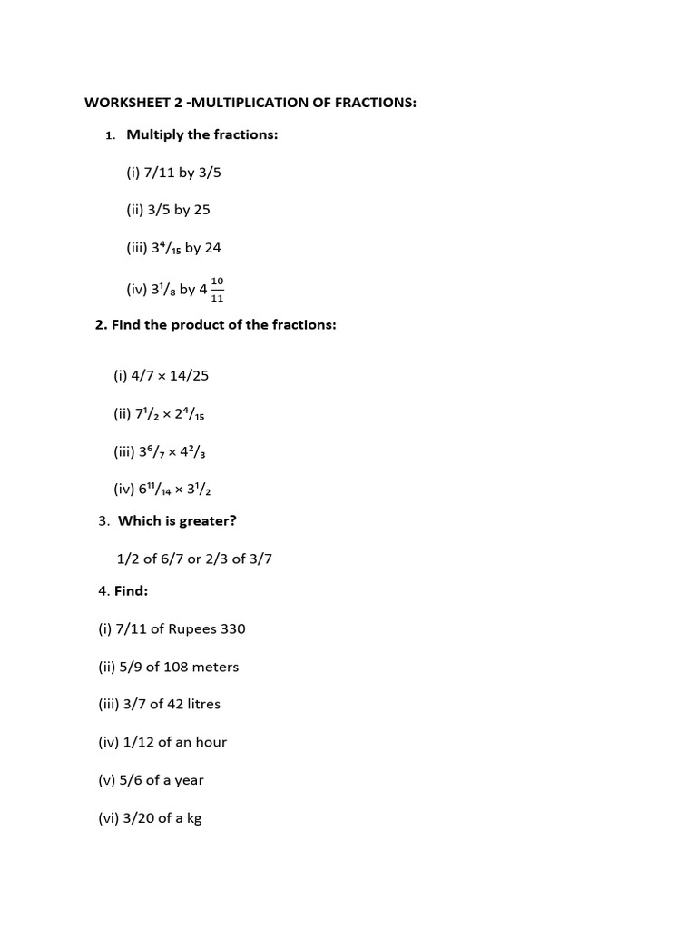 Worksheet 2 Multiplication | PDF