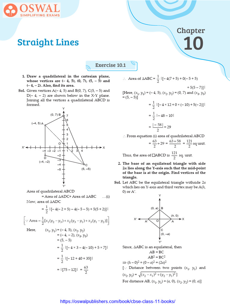 NCERT Solutions for Class 11 Mathematics Chapter 9 Straight Lines | PDF ...