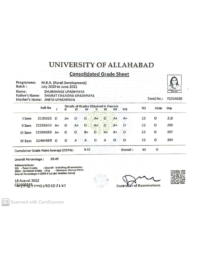 MBA Mark Sheet | PDF