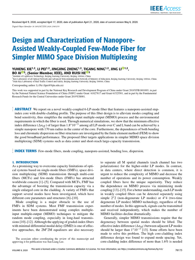 Design and Characterization of Nanopore - Assisted Weakly-Coupled Few ...
