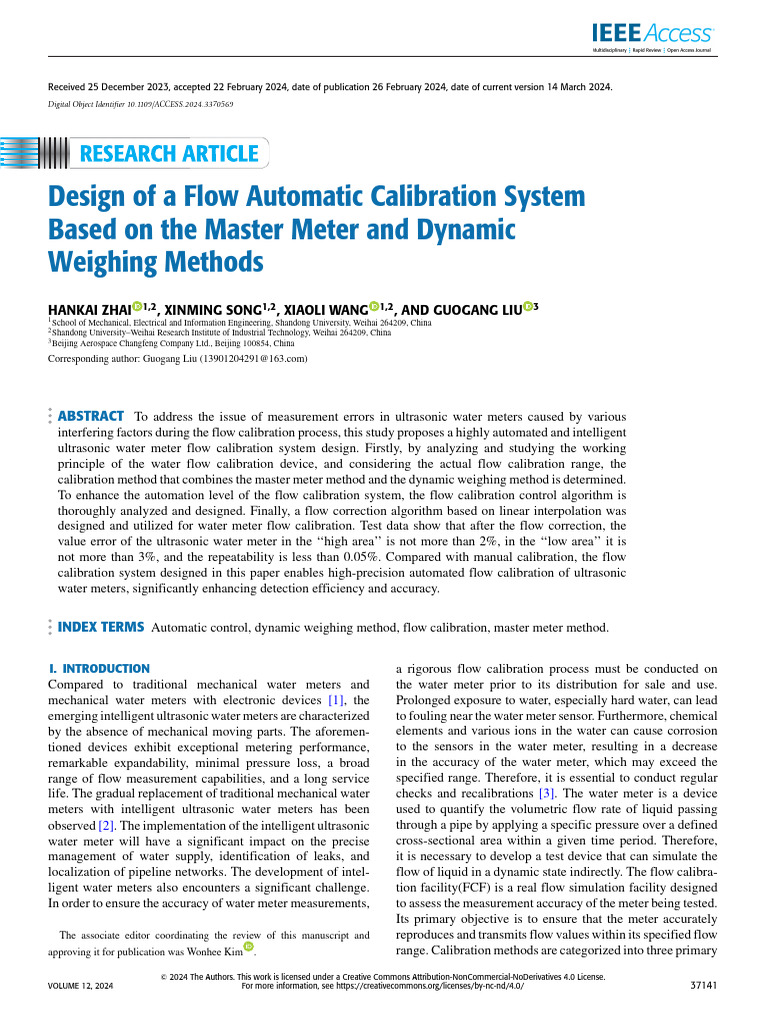 Design of A Flow Automatic Calibration System Based On The Master Meter ...