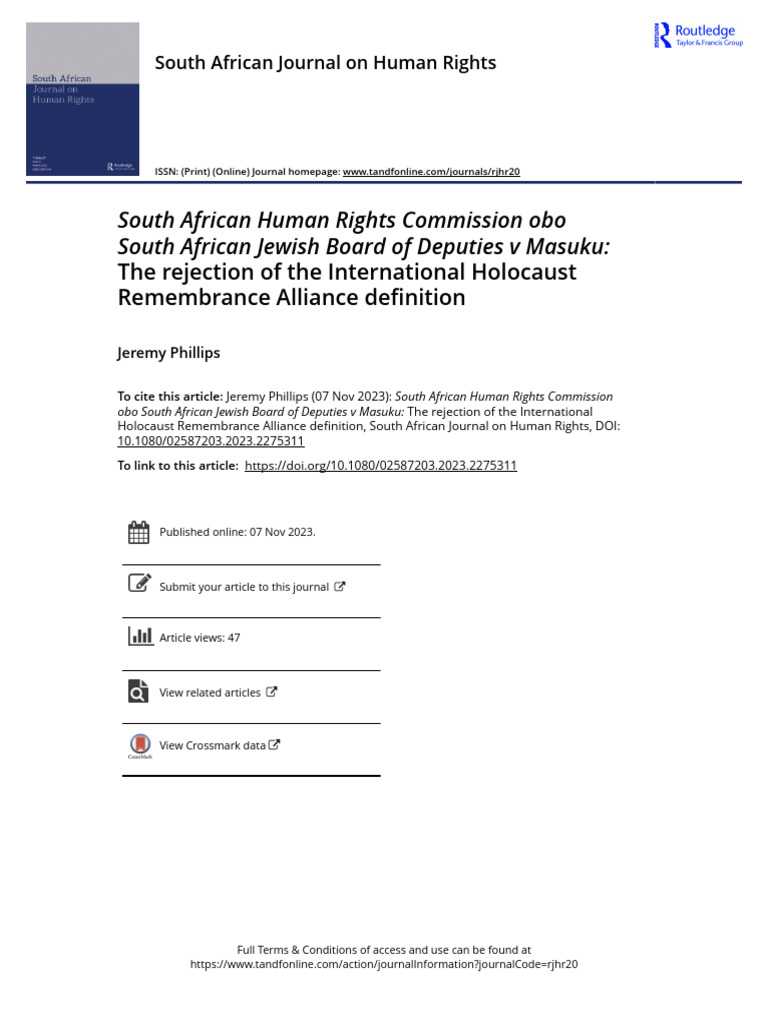 South African Human Rights Commission Obo South African Jewish Board of ...