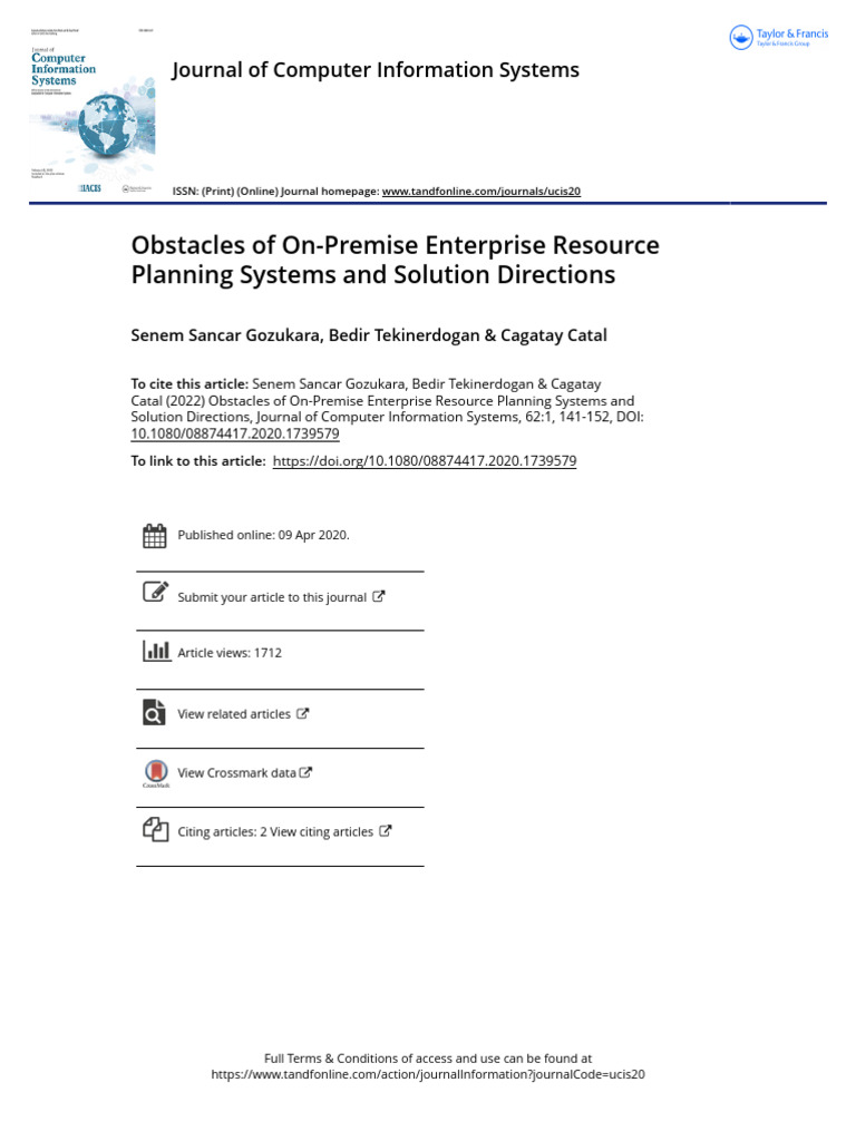 Obstacles of On-Premise Enterprise Resource Planning Systems and ...