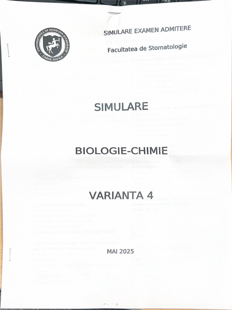 SIMULARE EXAMEN ADMITERE | PDF