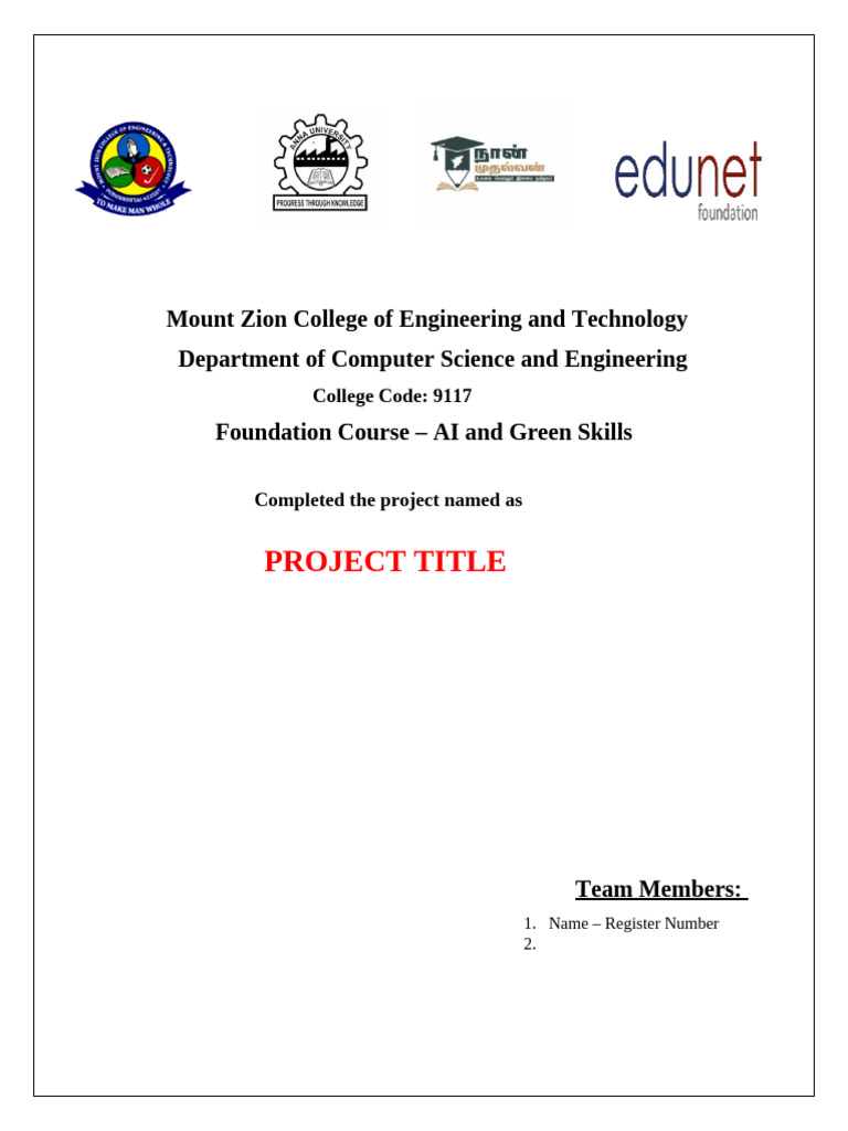 Naan Mudhalvan Project Report Format | PDF