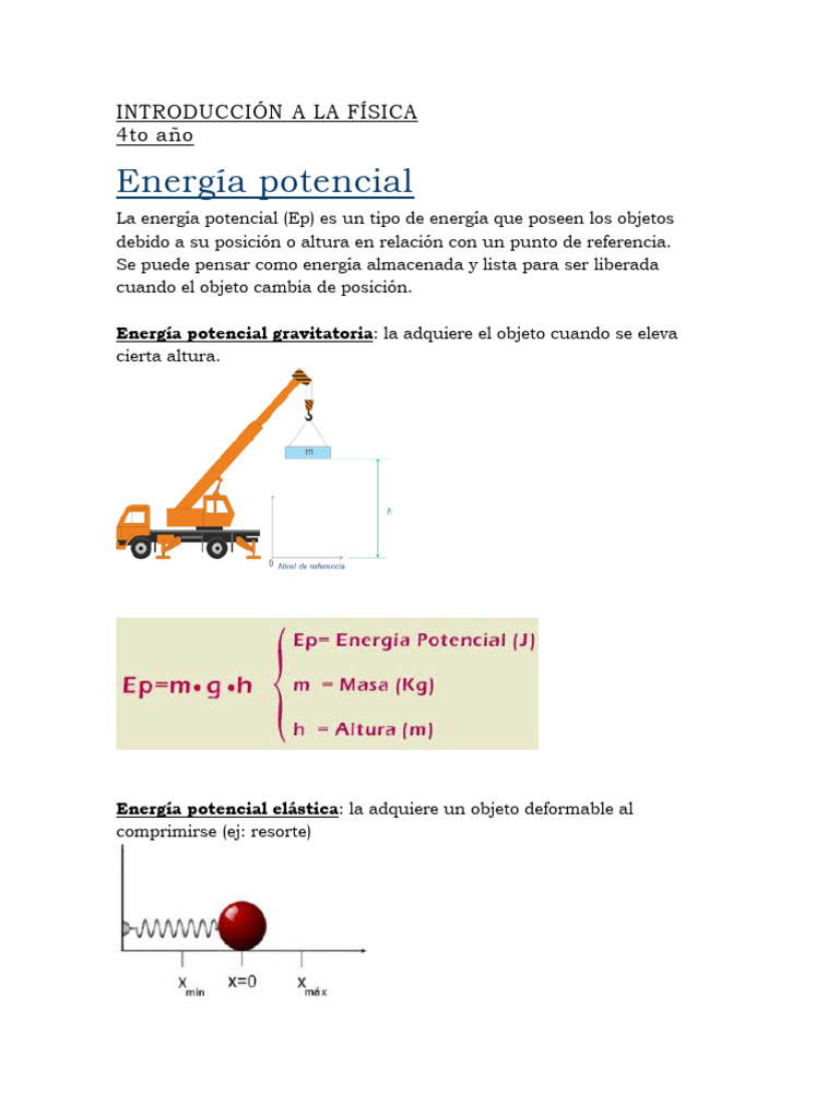 Energía Potencial y Cinética: Ejemplos y Cálculos | PDF | Energía ...