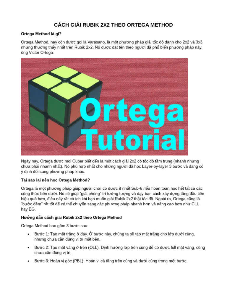 Cách Gi I Rubik 2X2 Theo Ortega Method | PDF