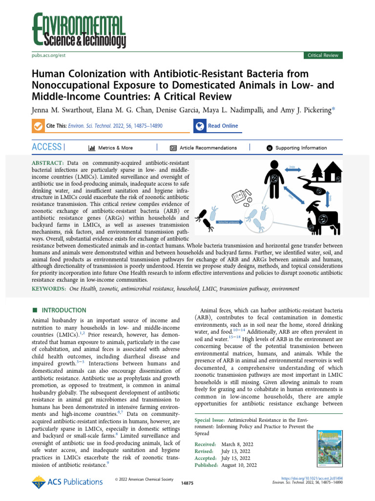 Human Colonization With Antibiotic-Resistant Bacteria From ...