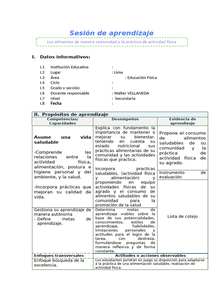Sesión 3°4° | PDF | Aprendizaje | Alimentos