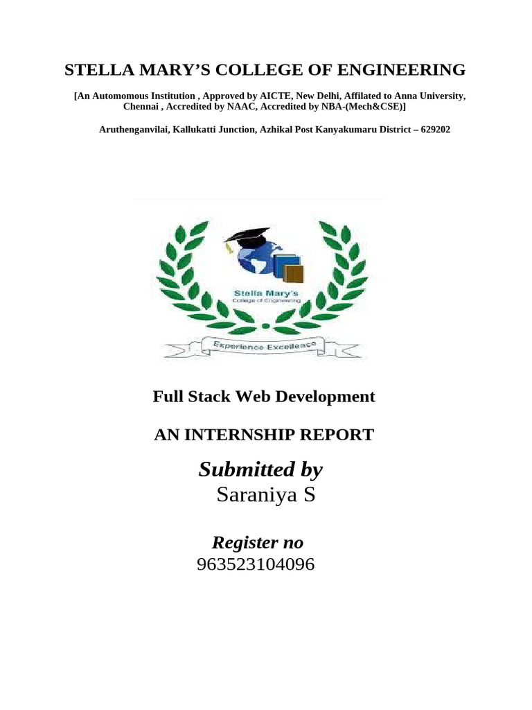 Saraniya Internship Report | PDF | World Wide Web | Internet & Web