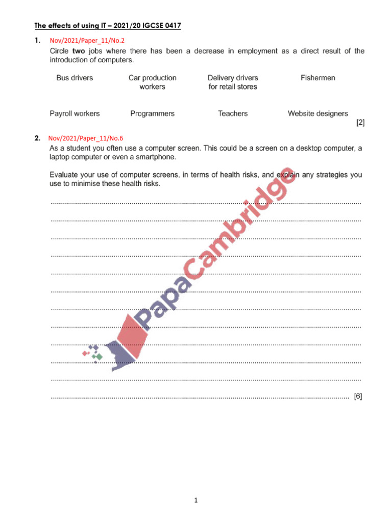 2021 20 The Effects of Using IT IGCSE 0417 | PDF