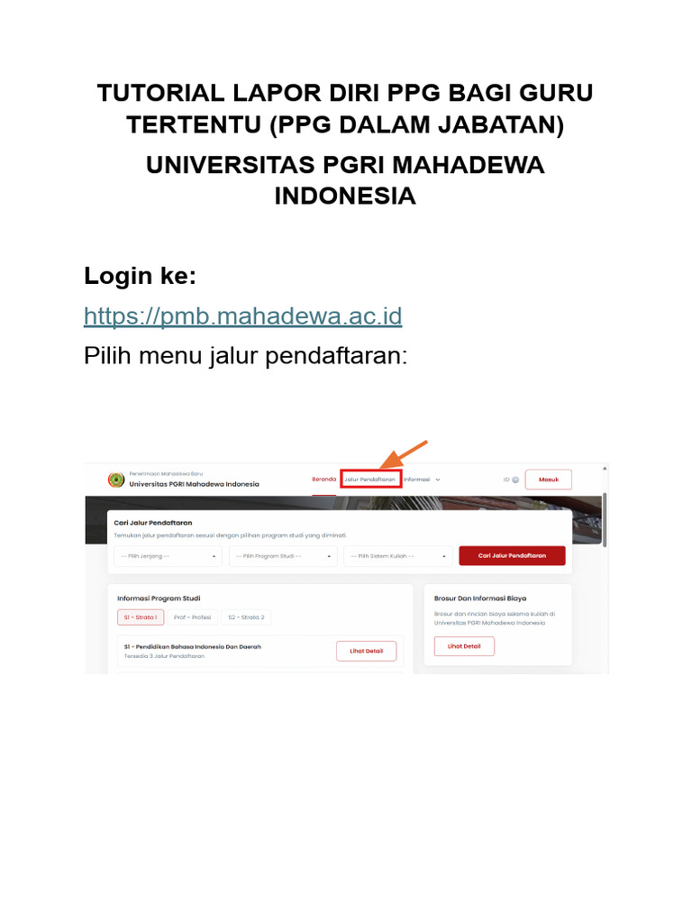 Tutorial Lapor Diri PPG 2024 | PDF