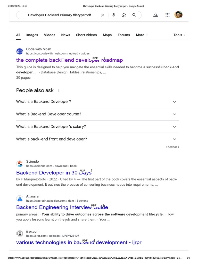 Developer Backend Primary Filetype - PDF - Google Search | PDF ...