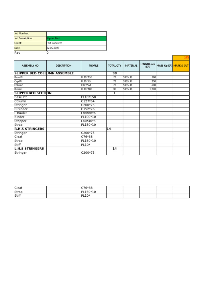Fort Concrete Slipper Bed Fabrication Tracker 22.05.25 | PDF