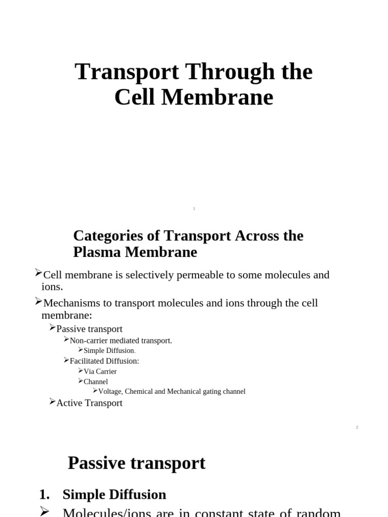 3.PGY 2310 - Transport Across The Cell Membrane | PDF | Cell Membrane ...