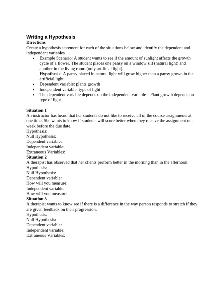 Writing a Hypothesis | PDF