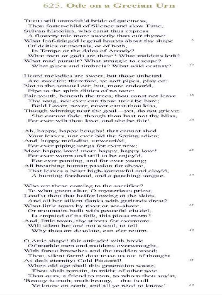 Ode On A Grecian Urn | PDF