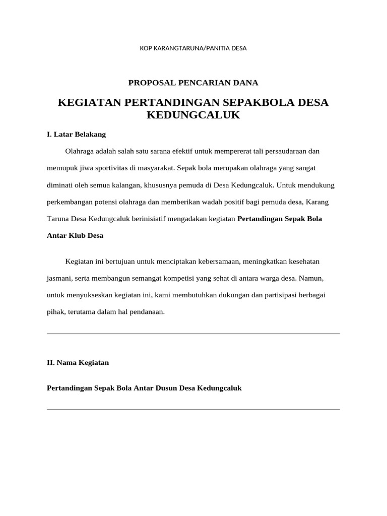 Proposal Sepakbola Pgri | PDF