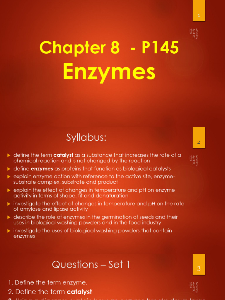 Gr 10 - Chapter 8 - Enzymes | PDF