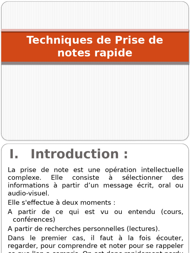 Techniques de Prise de Notes Rapides | PDF
