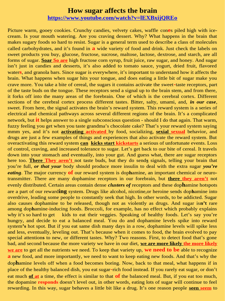 How Sugar Affects The Brain | PDF | Sugar | Diet & Nutrition