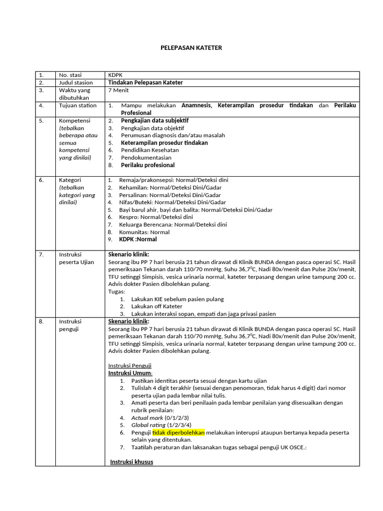 Pelepasan Kateter | PDF