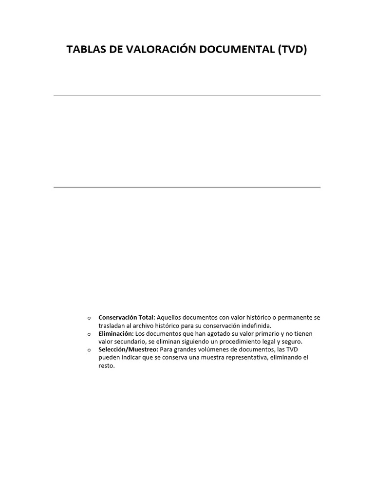 Tablas de Valoración Documental | PDF