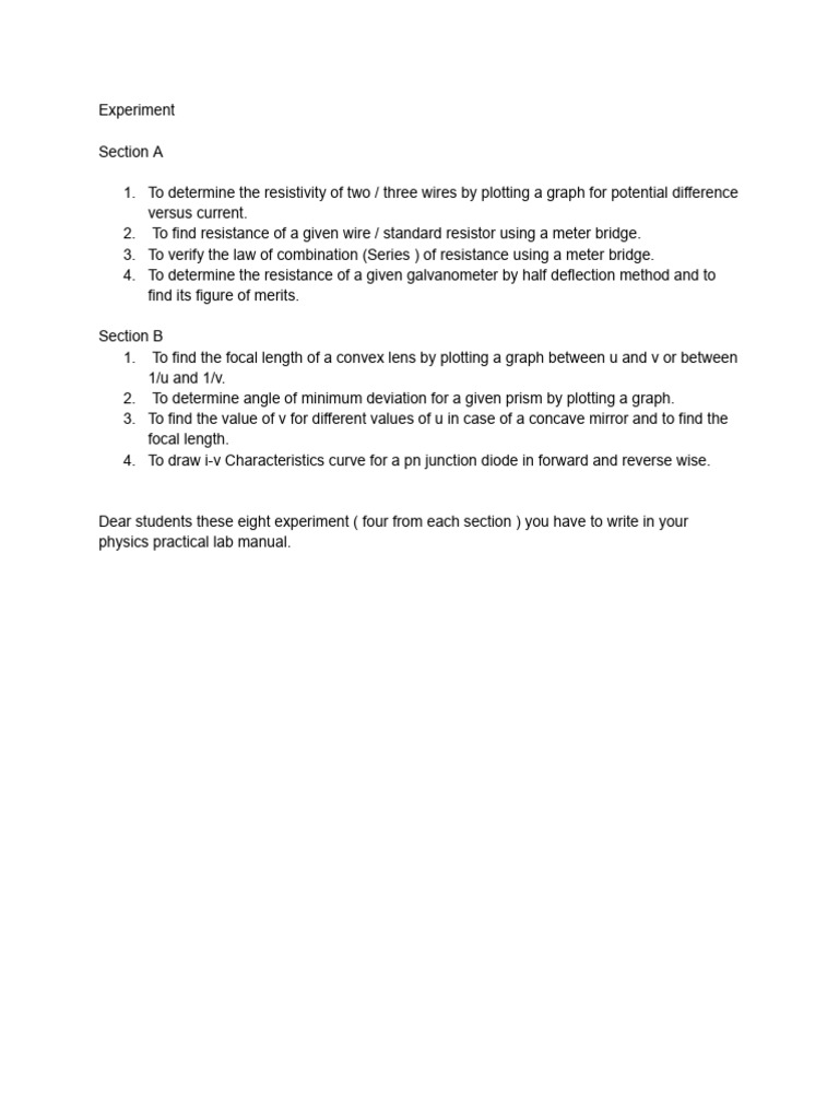 List of Physics Experiments | PDF