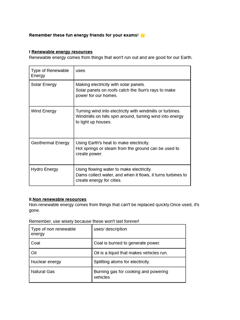 Revision Types of Energy, Energy Transfer and Energy Transformation ...
