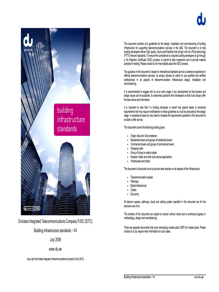 Du Building Infrastructure Standards-V4 - 0708 | PDF | Ac Power Plugs ...