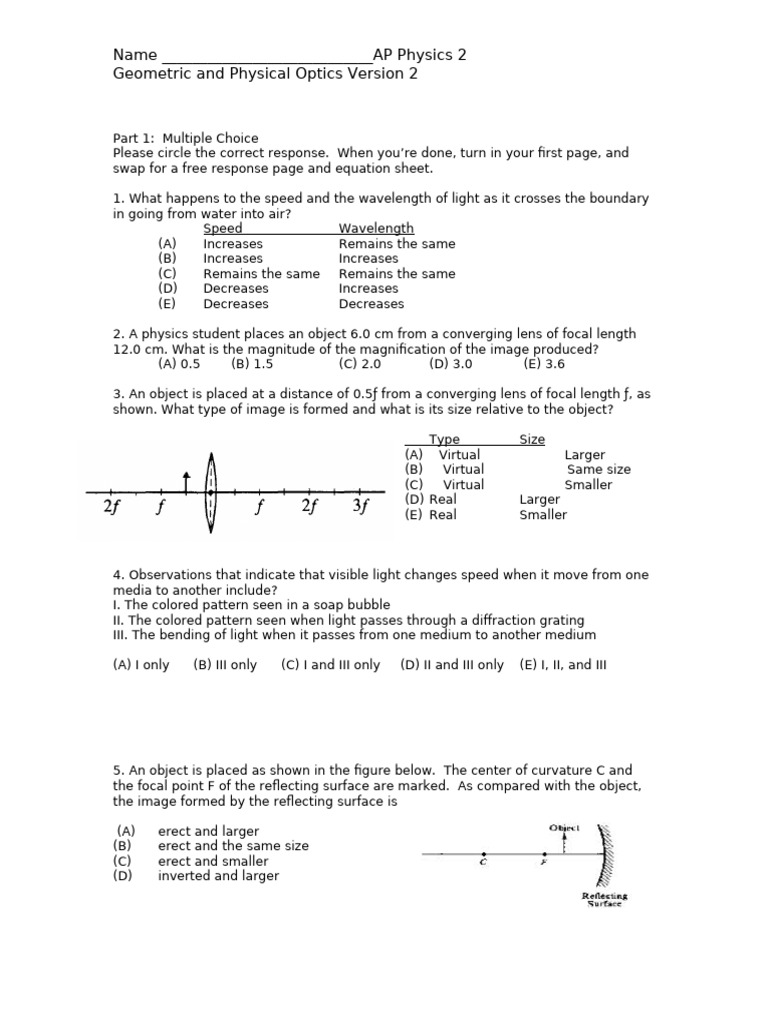 Assessment 2023 Version 2 | PDF | Diffraction | Optics