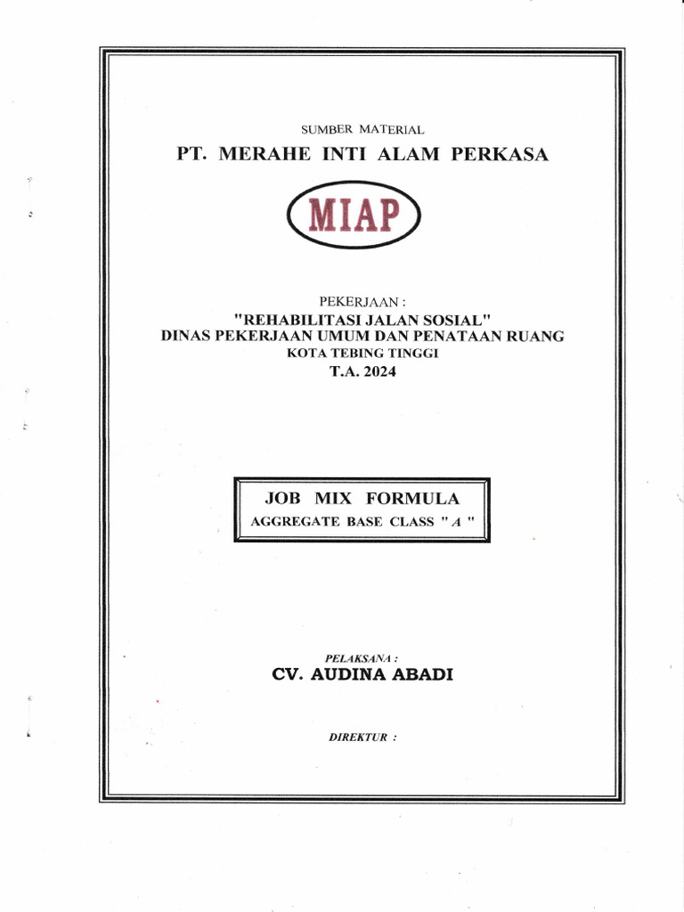 JMF Base A (Miap) - Cv. Audina Abadi | PDF