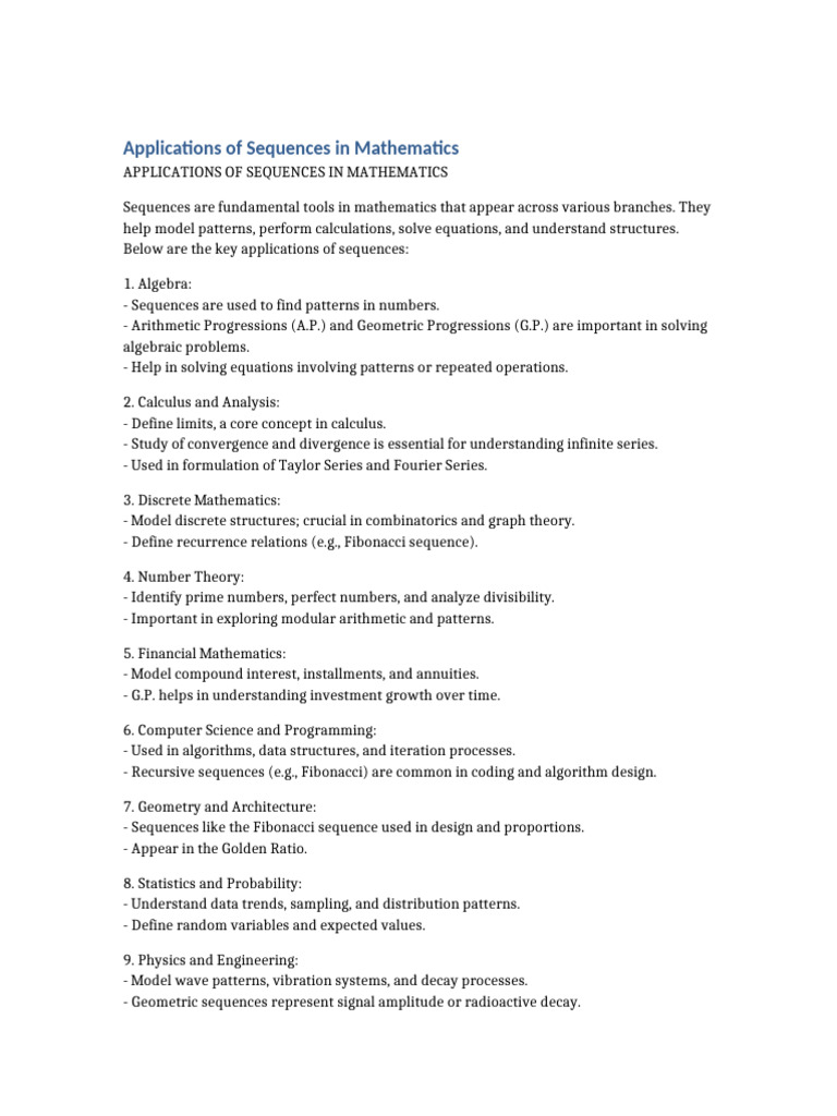 Applications of Sequences | PDF